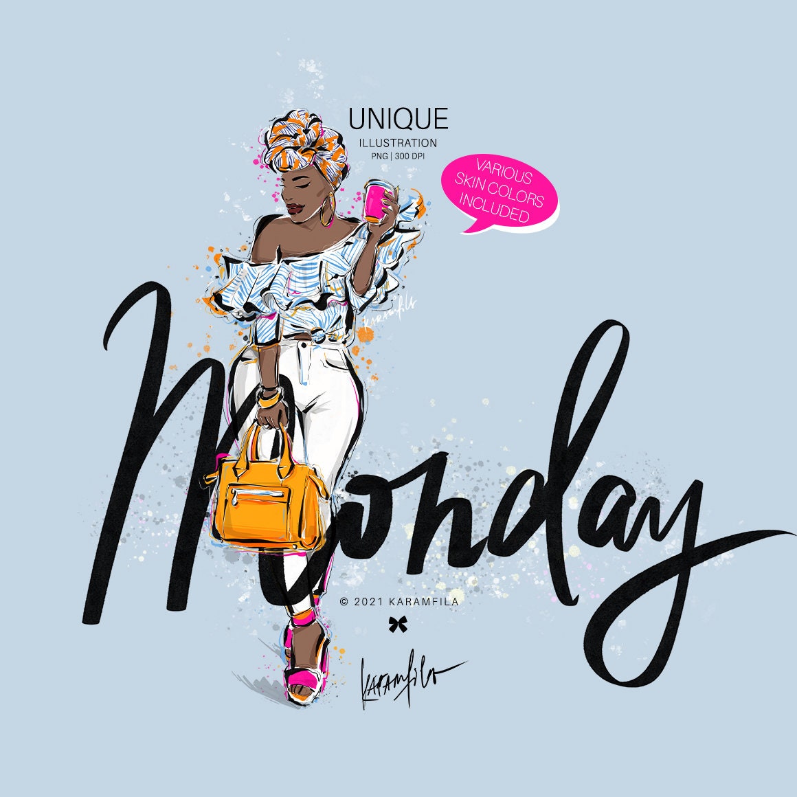 Monday Black Woman Girl Boss Clipart Karamfila's Dark - Etsy