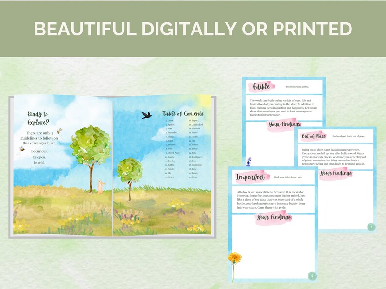Mindful Nature Scavenger Hunt Journal With 30 Prompts and Reflections ...