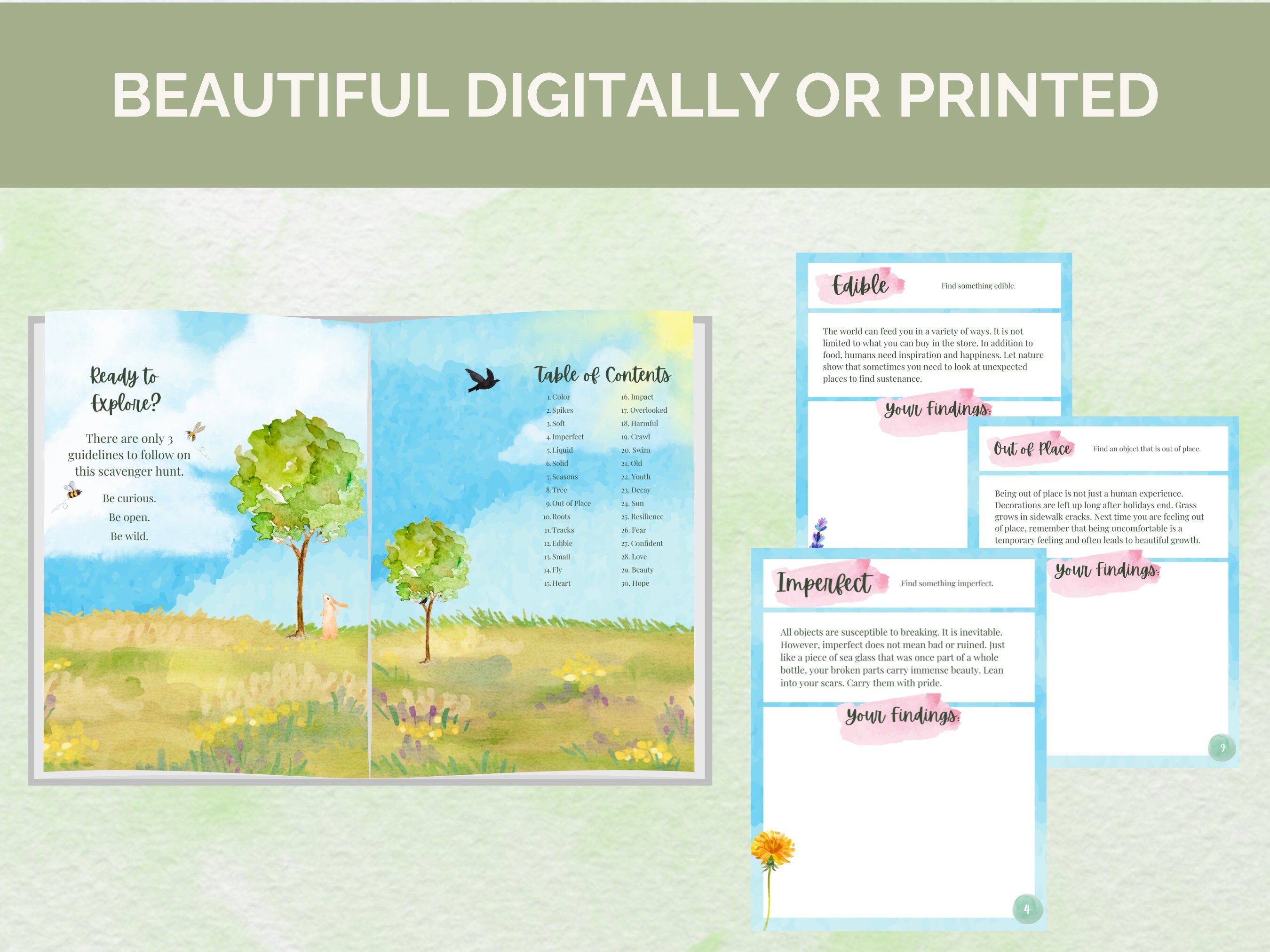 Mindful Nature Scavenger Hunt Journal With 30 Prompts and Reflections ...