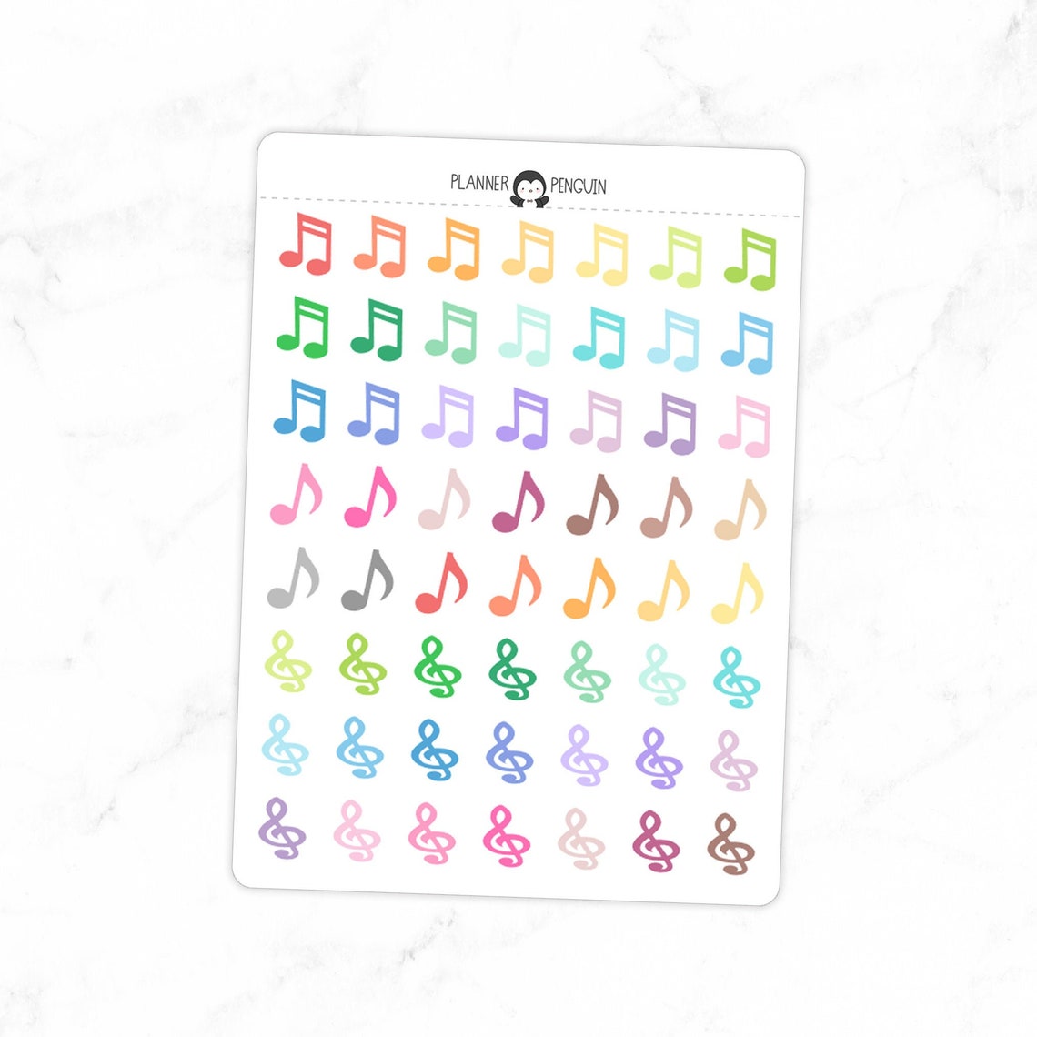Music Note Icon Planner Stickers Multi Color Stickers | Etsy