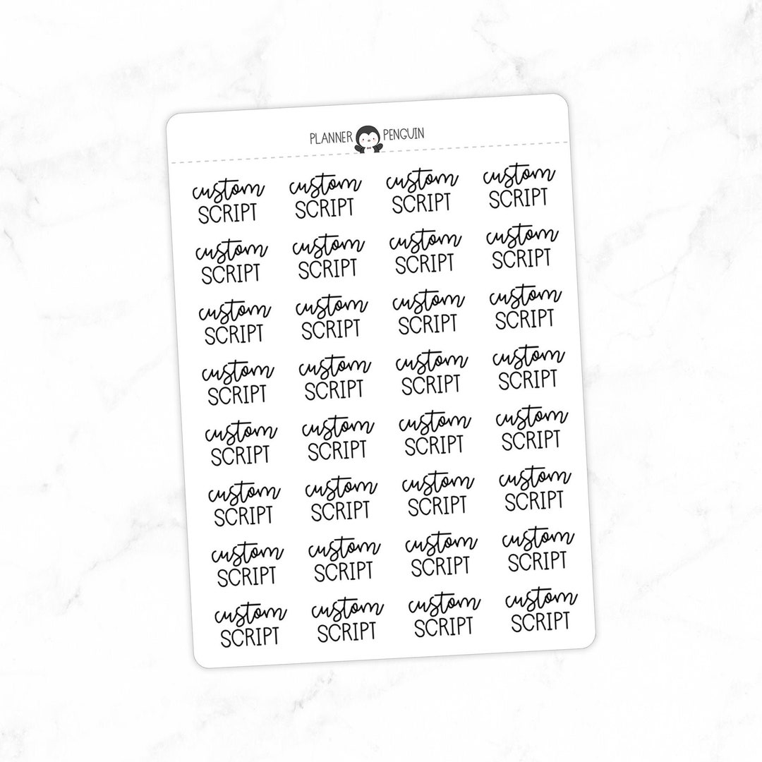 CUSTOM SCRIPT - Script Stickers | Typography Stickers | Matte Removable ...