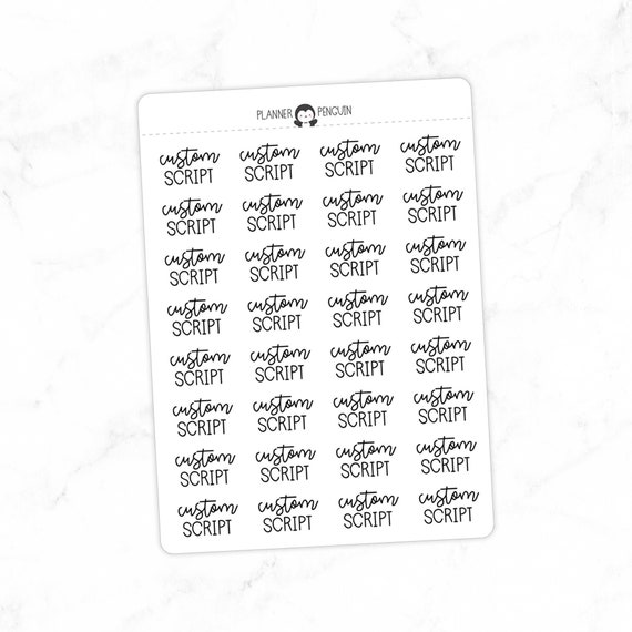 Stickers Paper & Party Supplies Custom Script for Planners Script ...