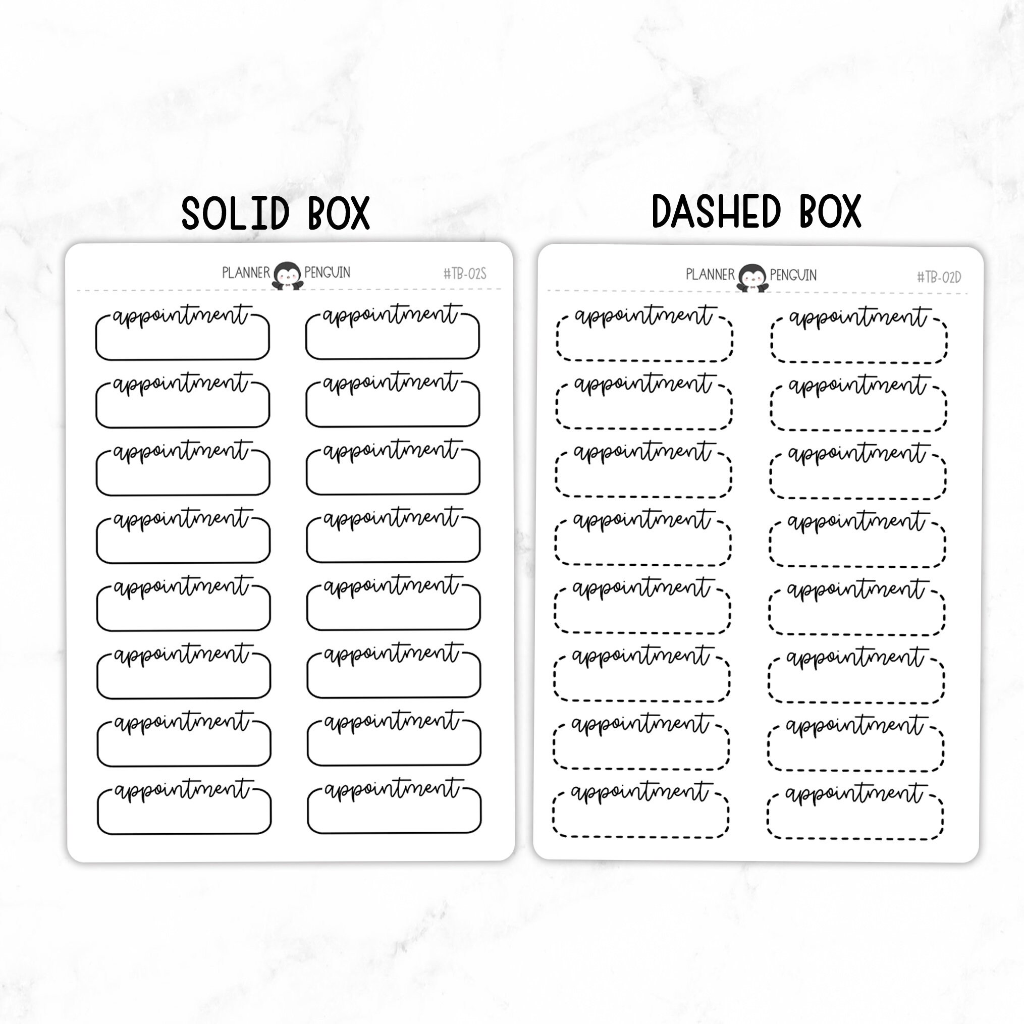 Appointment Script Quarter Label Box Planner Stickers - Etsy