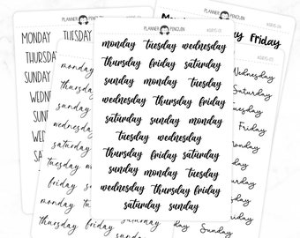 Printable Days of the Week Rainbow Text Planner Stickers - Etsy Canada