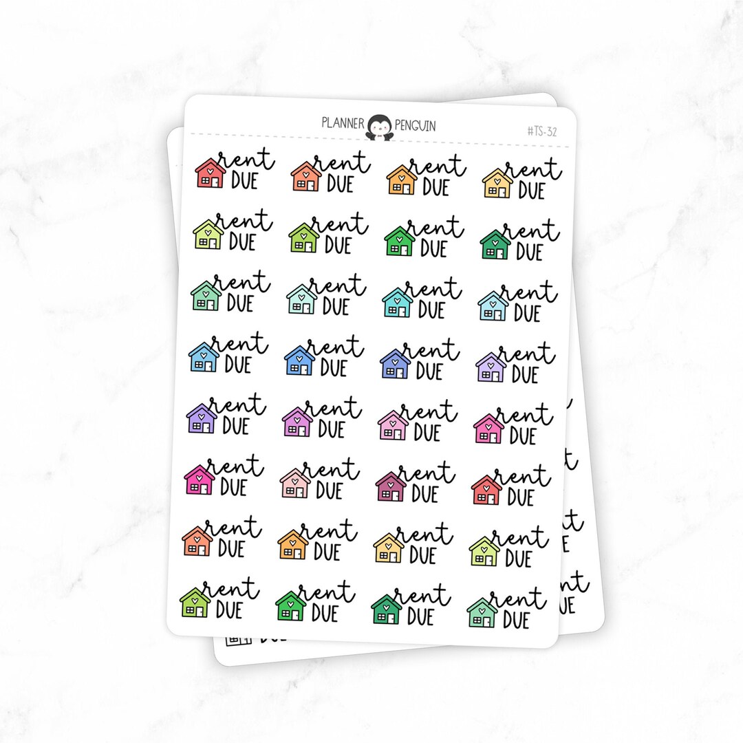 Rent Due - Script Stickers | Typography Stickers | Matte Removable ...