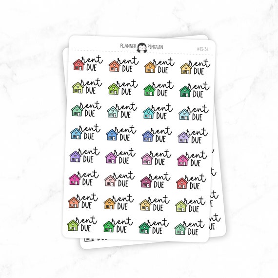 Rent Due Script Stickers Typography stickers Matte | Etsy