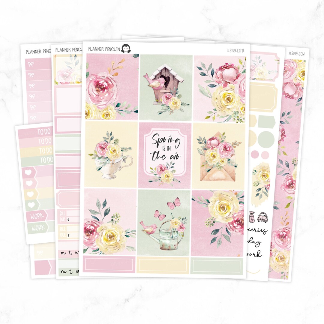 Spring Bliss Weekly Kit Stickers for Vertical Planner or Happy Planner ...