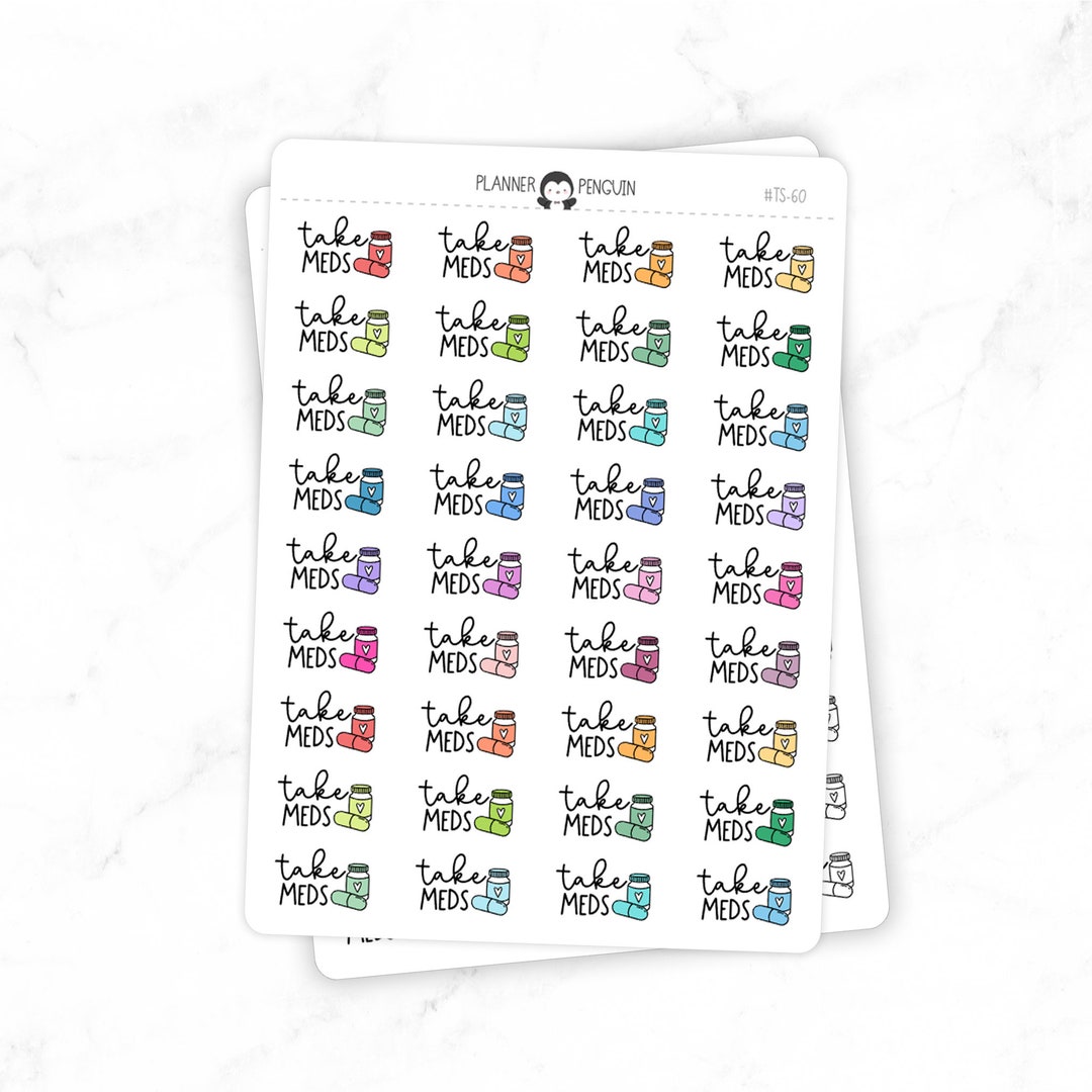 Take Meds- Icon Script Stickers | Typography Stickers | Matte Removable ...