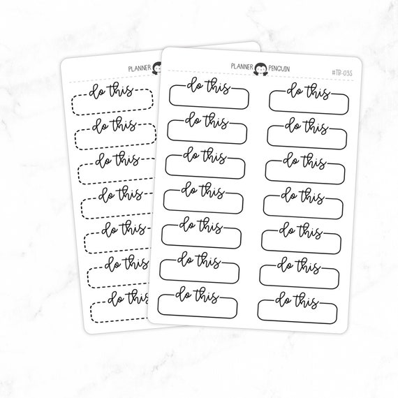 Do This Script Quarter Label Box Planner Stickers functional | Etsy