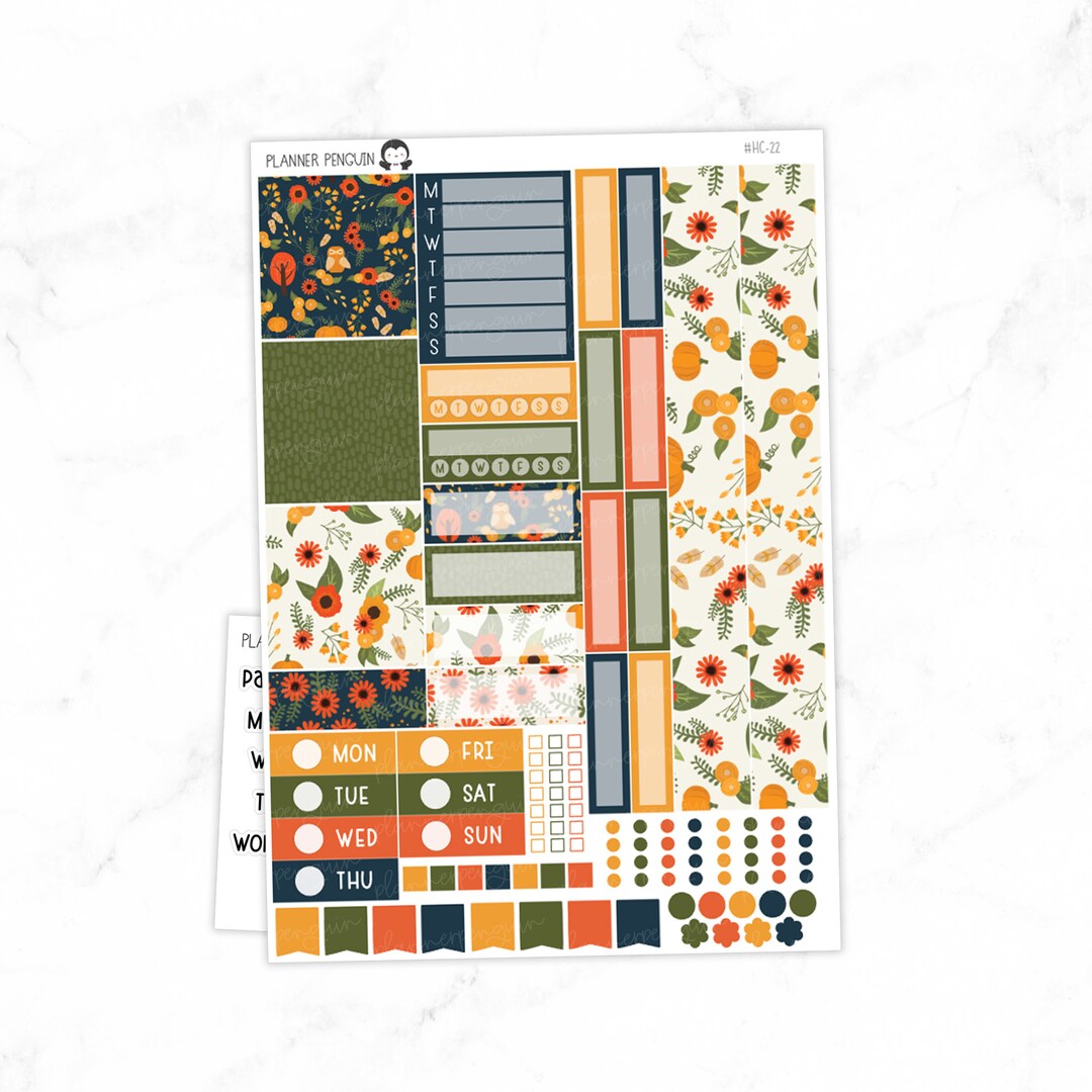 Foxy Fall Hobonichi Cousin Weekly Sticker Kit // Cousin A5 // #HC-22 - Etsy
