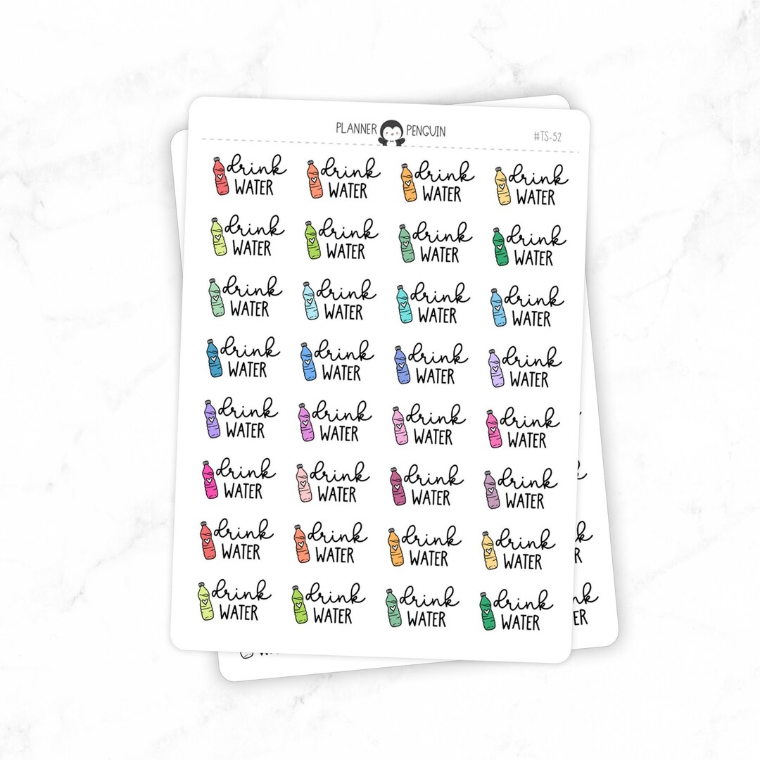 Drink Water - Script Stickers | Typography Stickers | Matte Removable ...