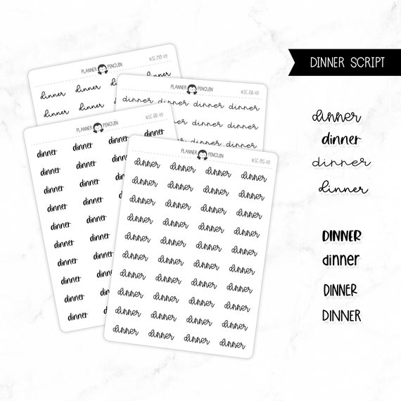 Dinner Script Stickers Typography Stickers Matte | Etsy