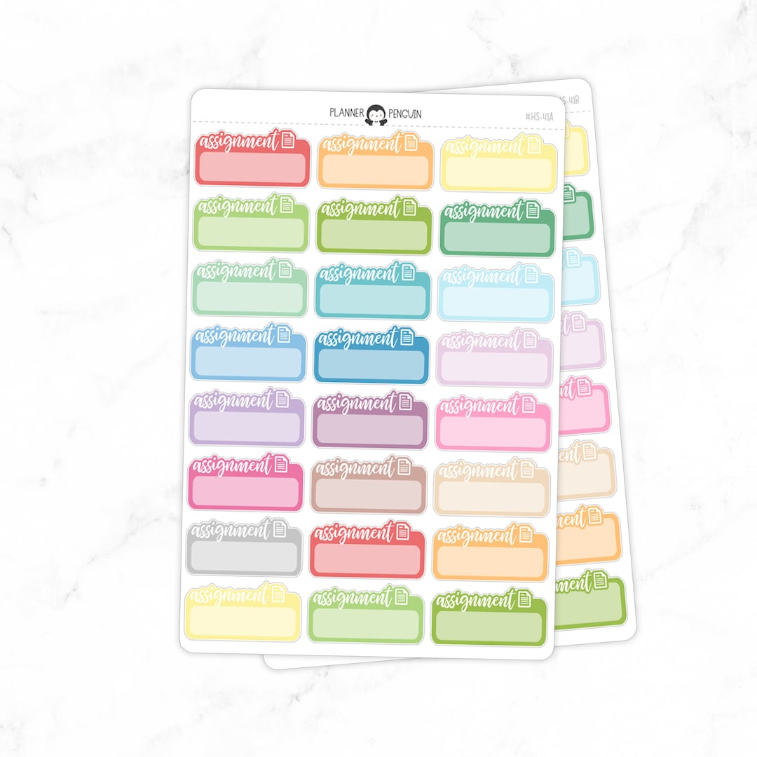 Assignment School Stickers - Quarter Box Planner Stickers - Multi Color ...