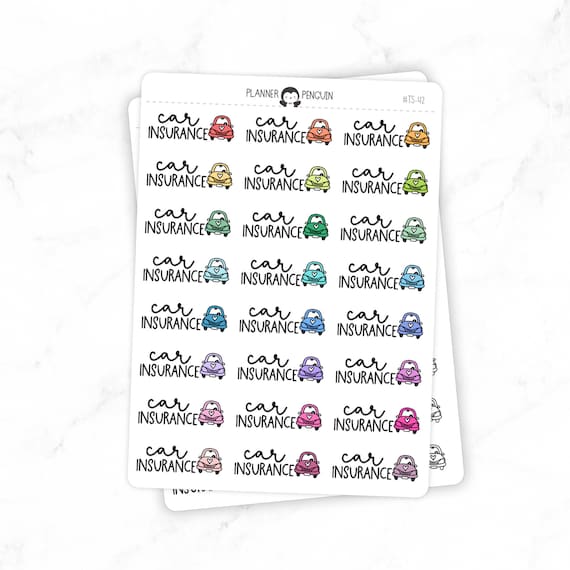 Car Insurance Script Stickers Typography Stickers Matte - Etsy