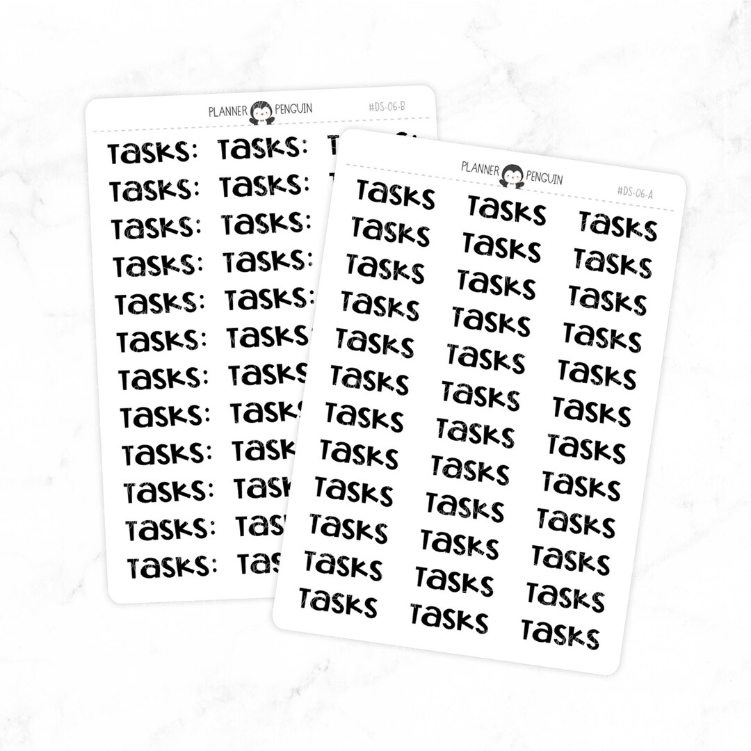 Tasks - Chunky Script Stickers | Typography Stickers | Matte Removable ...