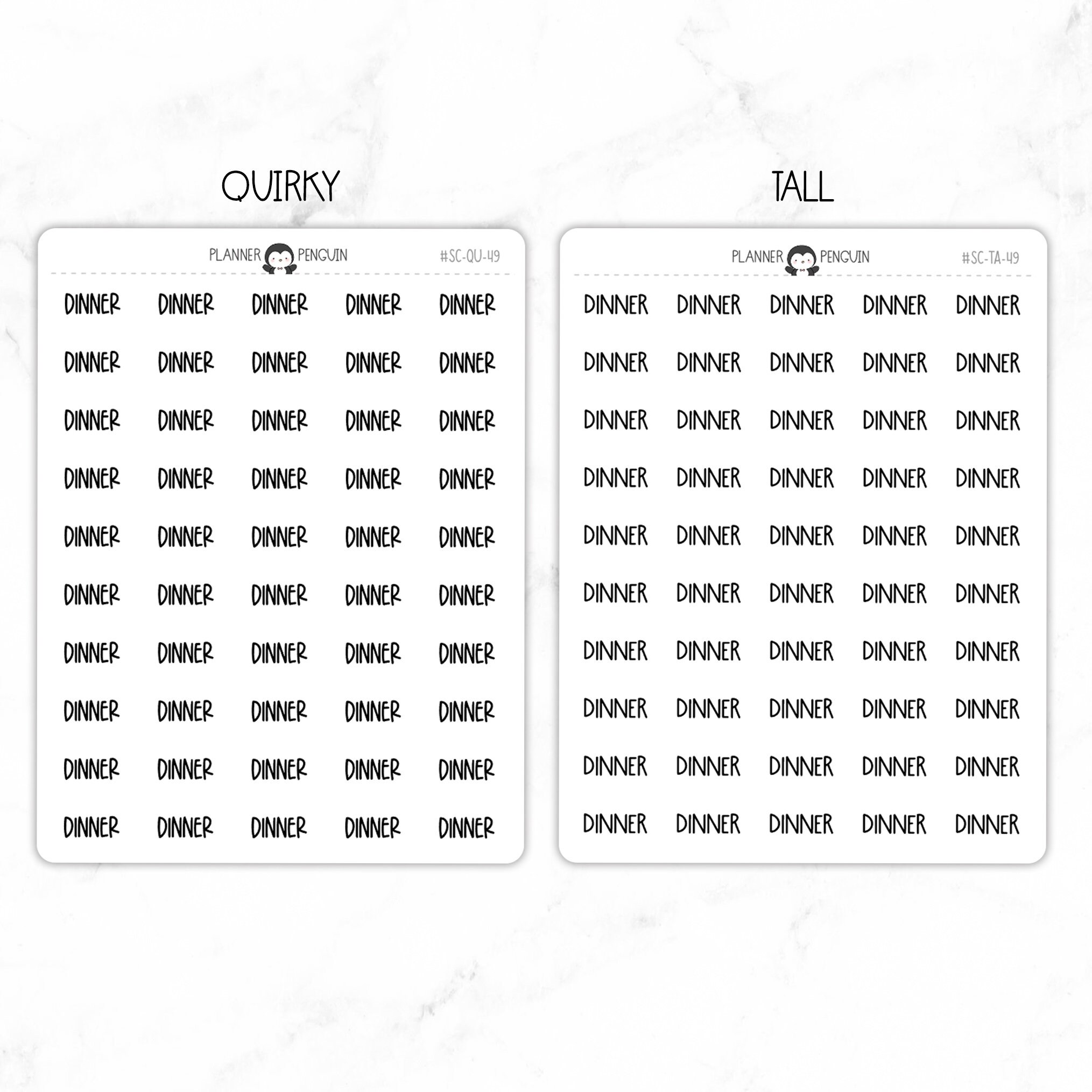 Dinner Script Stickers Typography Stickers Matte - Etsy