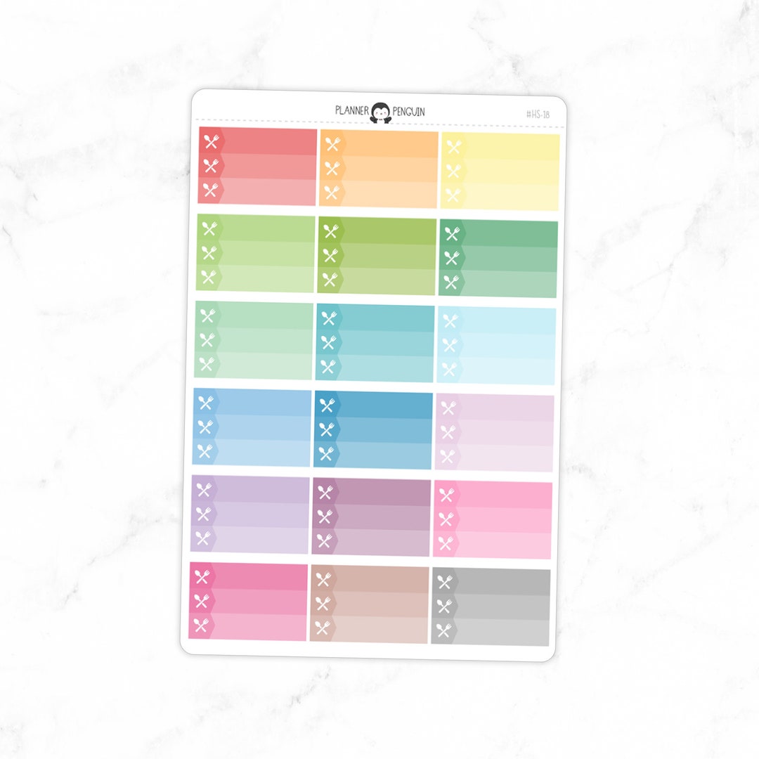 Meal Plan Half Box Planner Stickers - Multi Color | Matte Removable ...