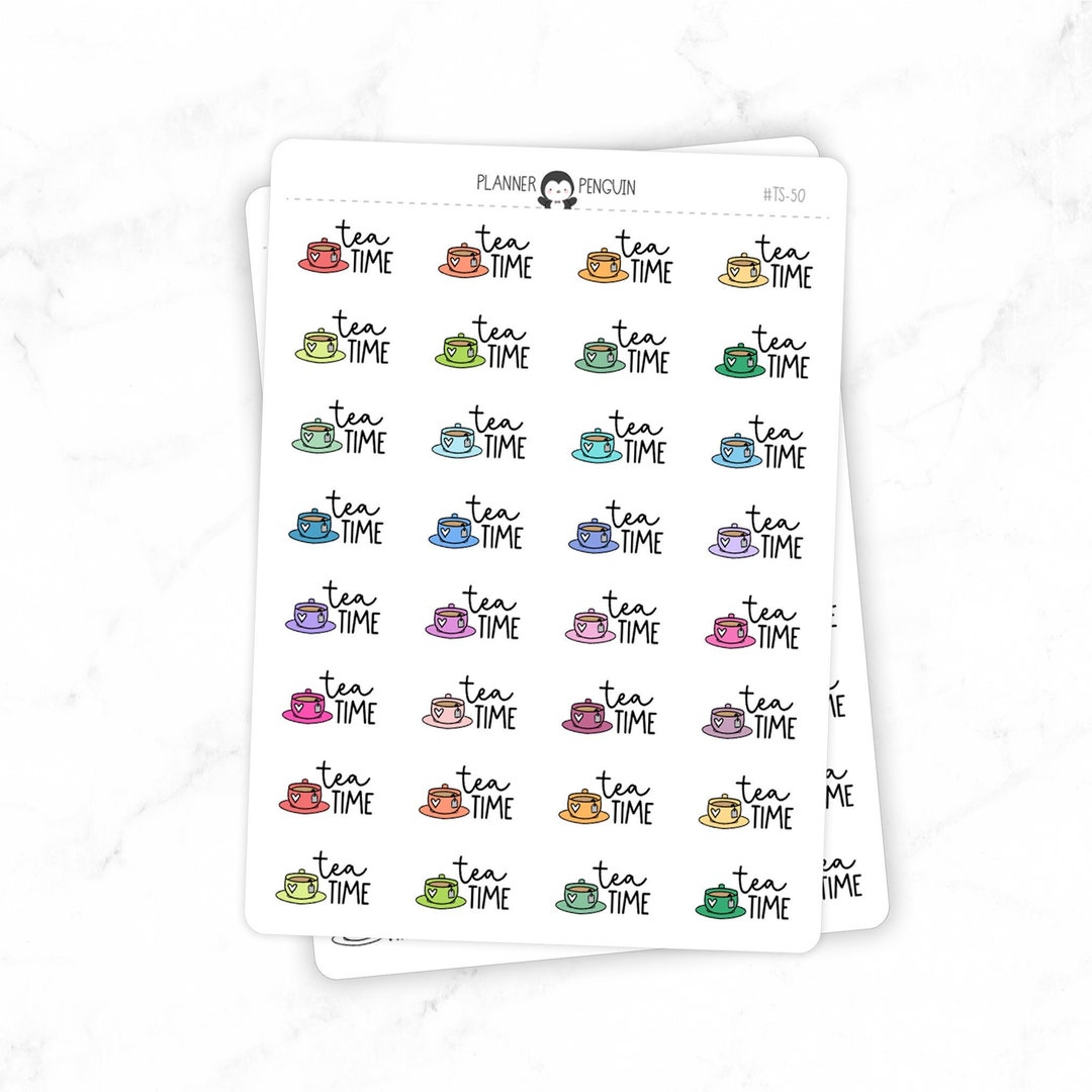 Tea Time - Script Stickers | Typography Stickers | Matte Removable ...