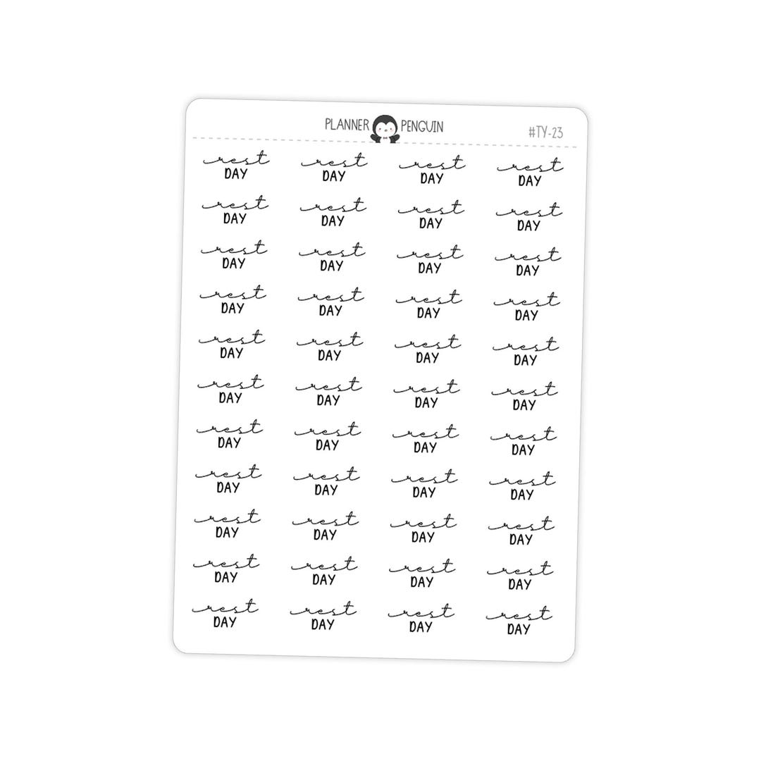 Rest Day Fitness Script Stickers - Matte Removable Planner Stickers ...