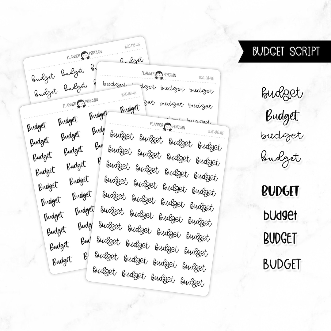 Budget - Script Stickers | Typography Stickers | Matte Removable ...