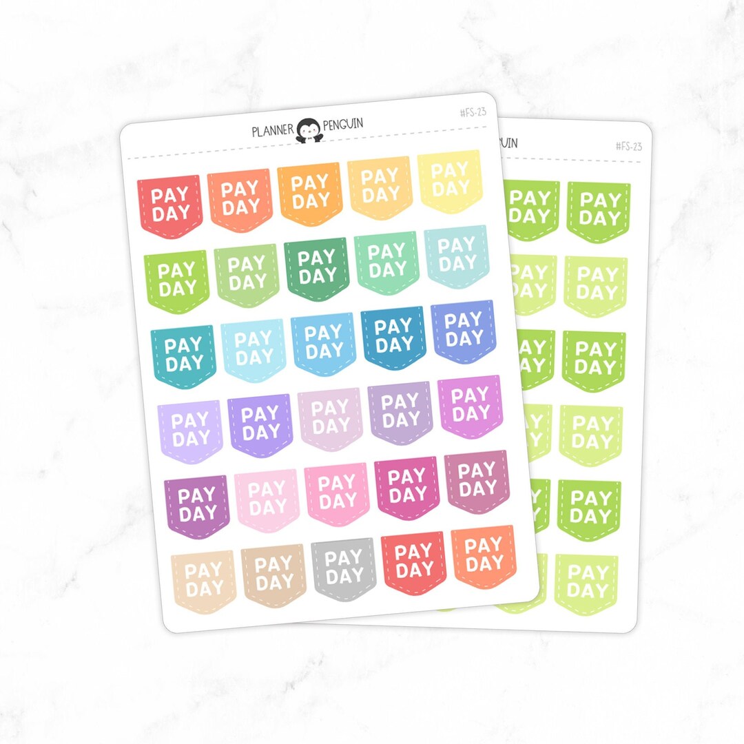 Pay Day Planner Stickers - Multi Color | Matte Removable | Functional ...
