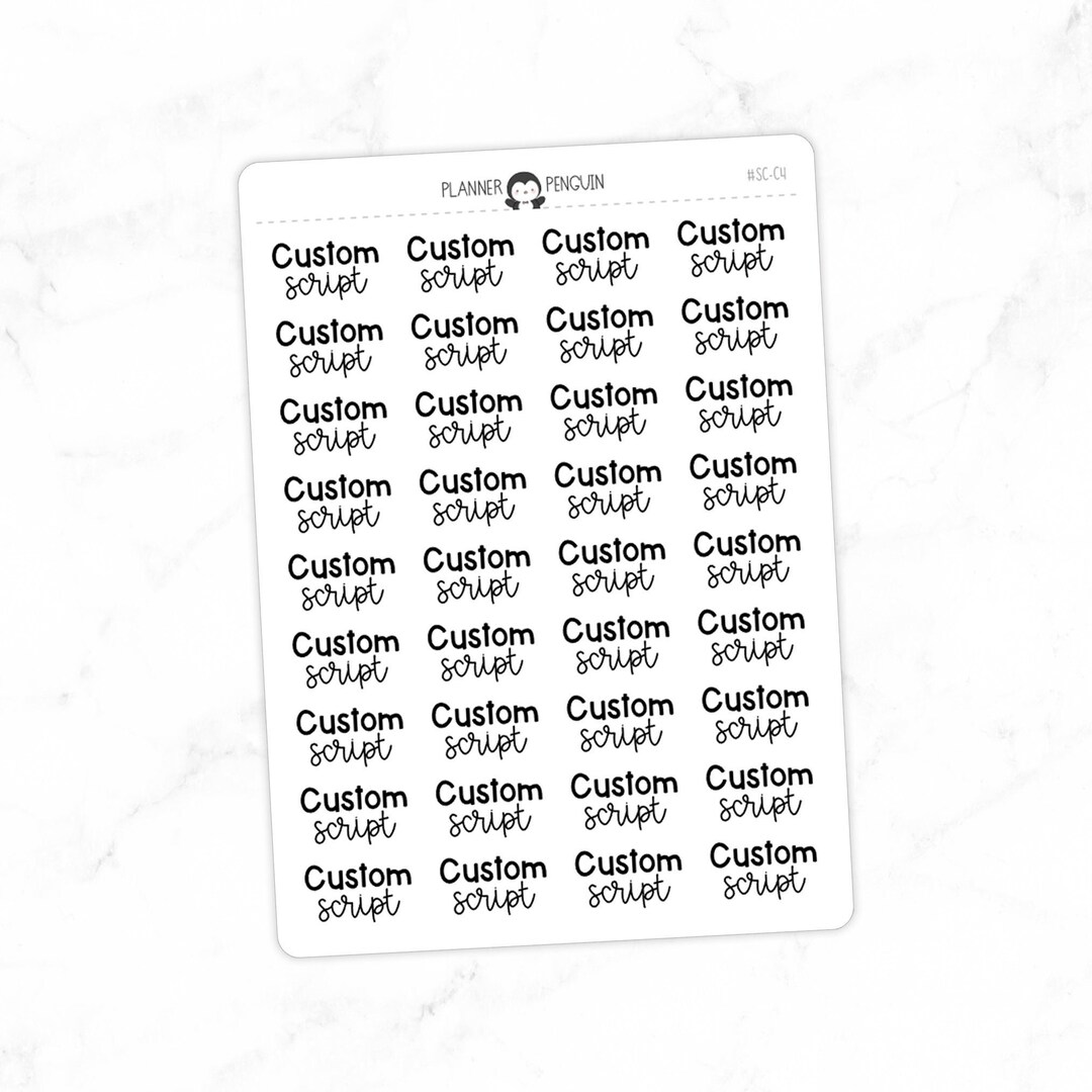 CUSTOM SCRIPT - Script Stickers | Typography Stickers | Matte Removable ...