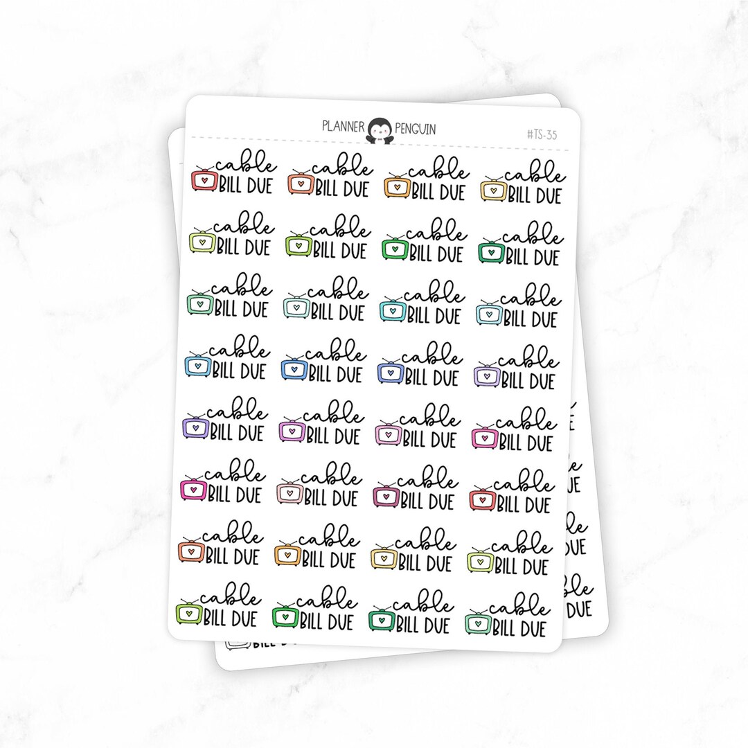 Cable Bill Due - Script Stickers | Typography Stickers | Matte ...