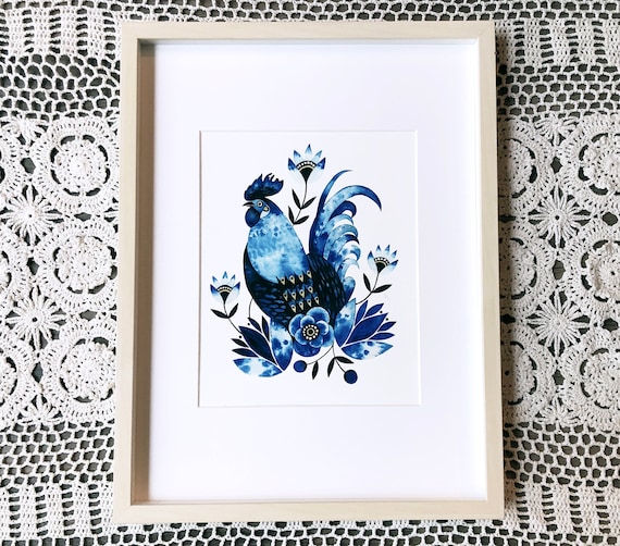BLUE ROOSTER 8x10 Art Print Wall Art Wall | Etsy
