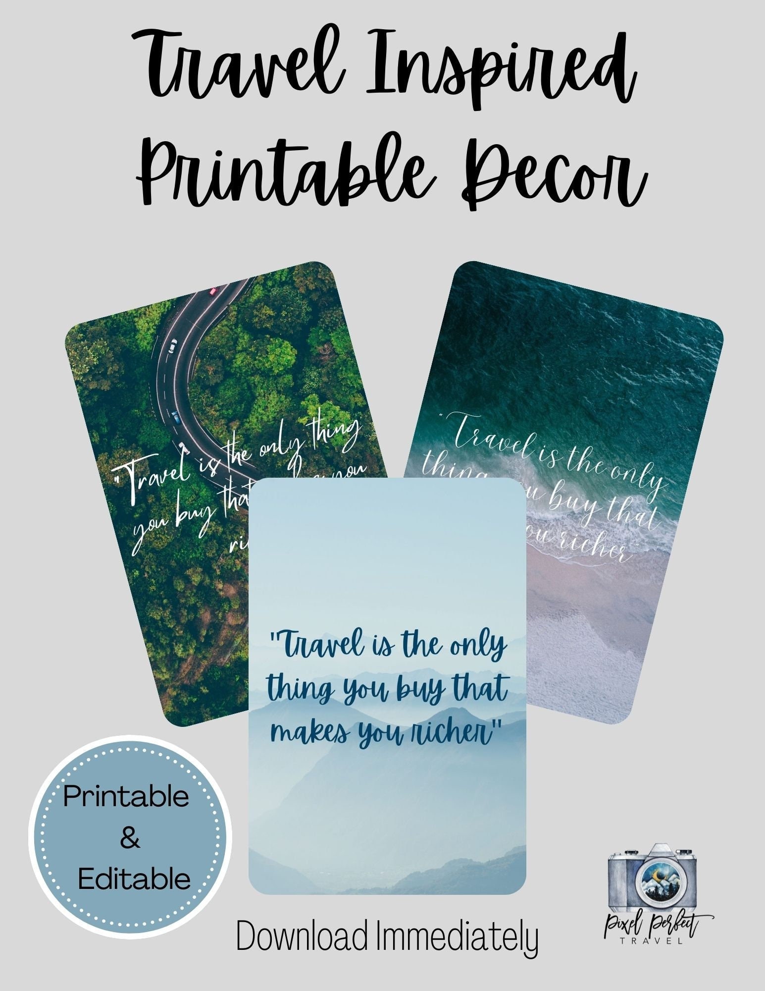Printable Travel & Adventure Quote Wall Decor, Editable on Canva With ...