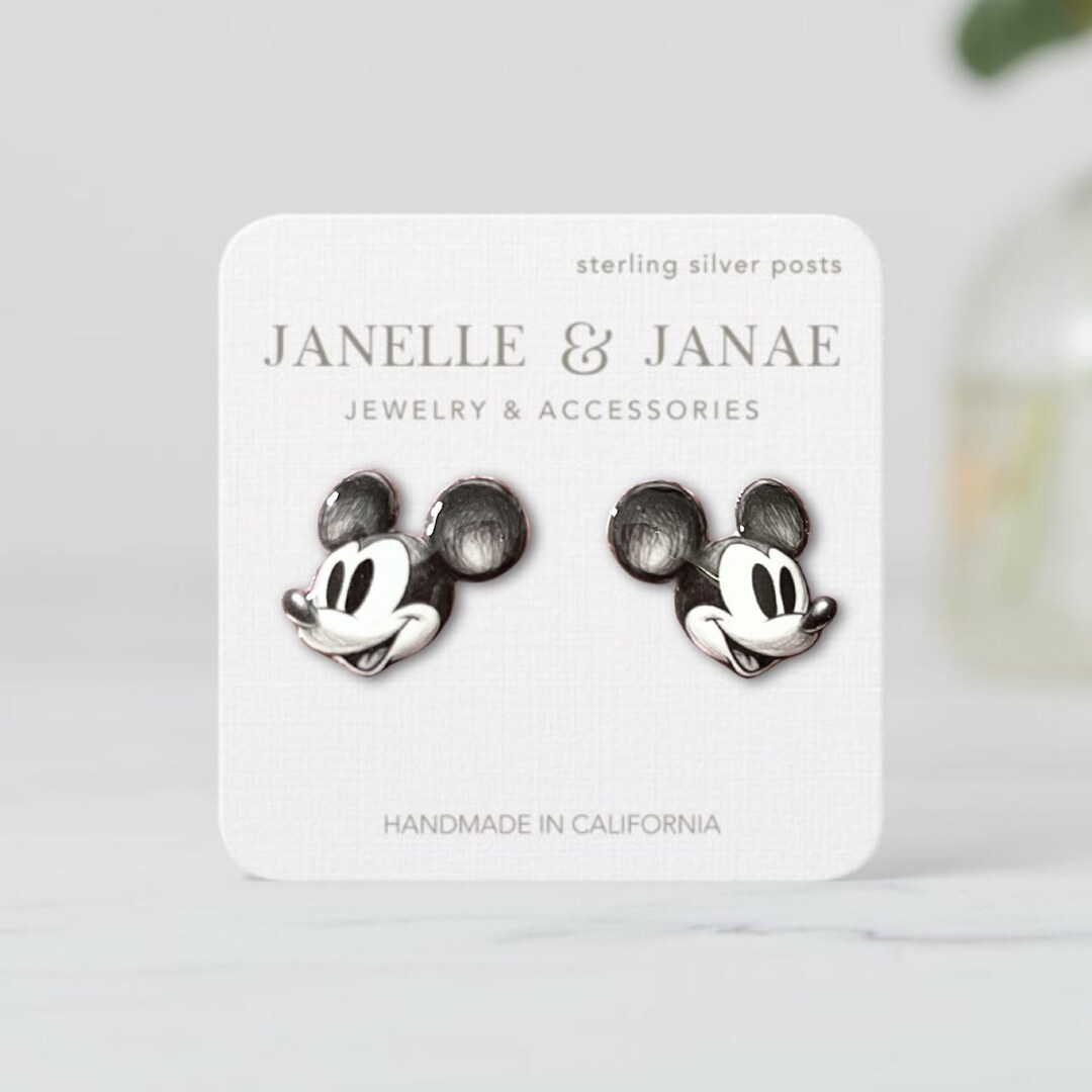 Steamboat Willie Earrings | Retro Illustration Style Studs | Cute Gift ...
