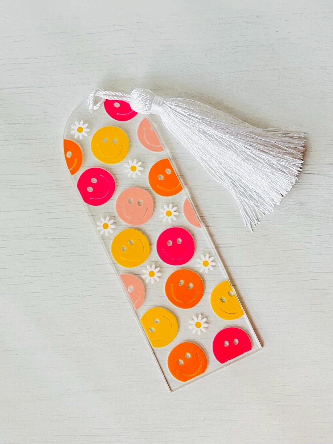 Retro Smiley Face Bookmark | Acrylic Bookmarks | Gift for Book Lover ...