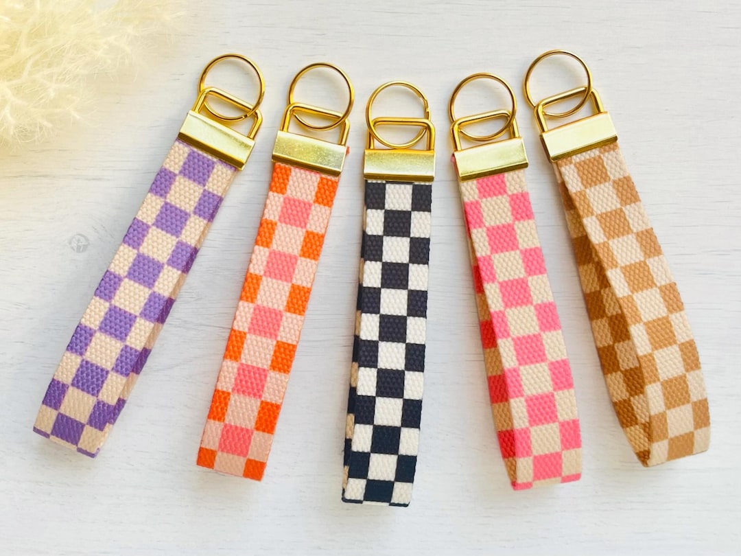 Wrist Keychain Lanyard | Checkered Wristlet | Key Wristlet | Retro Key ...