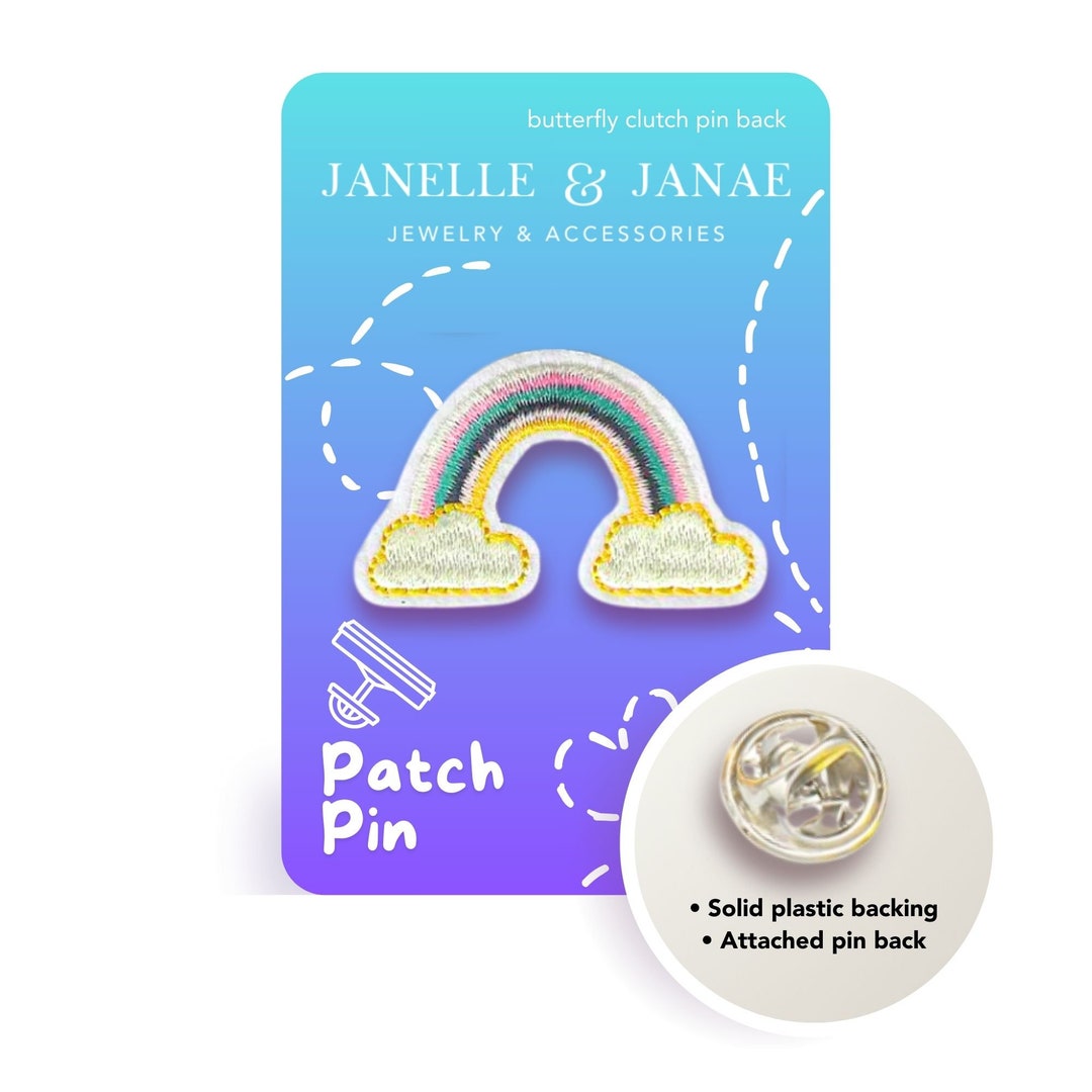 Rainbow Pin Rainbow With Clouds Patch Pin Plastic Backed Embroidered ...