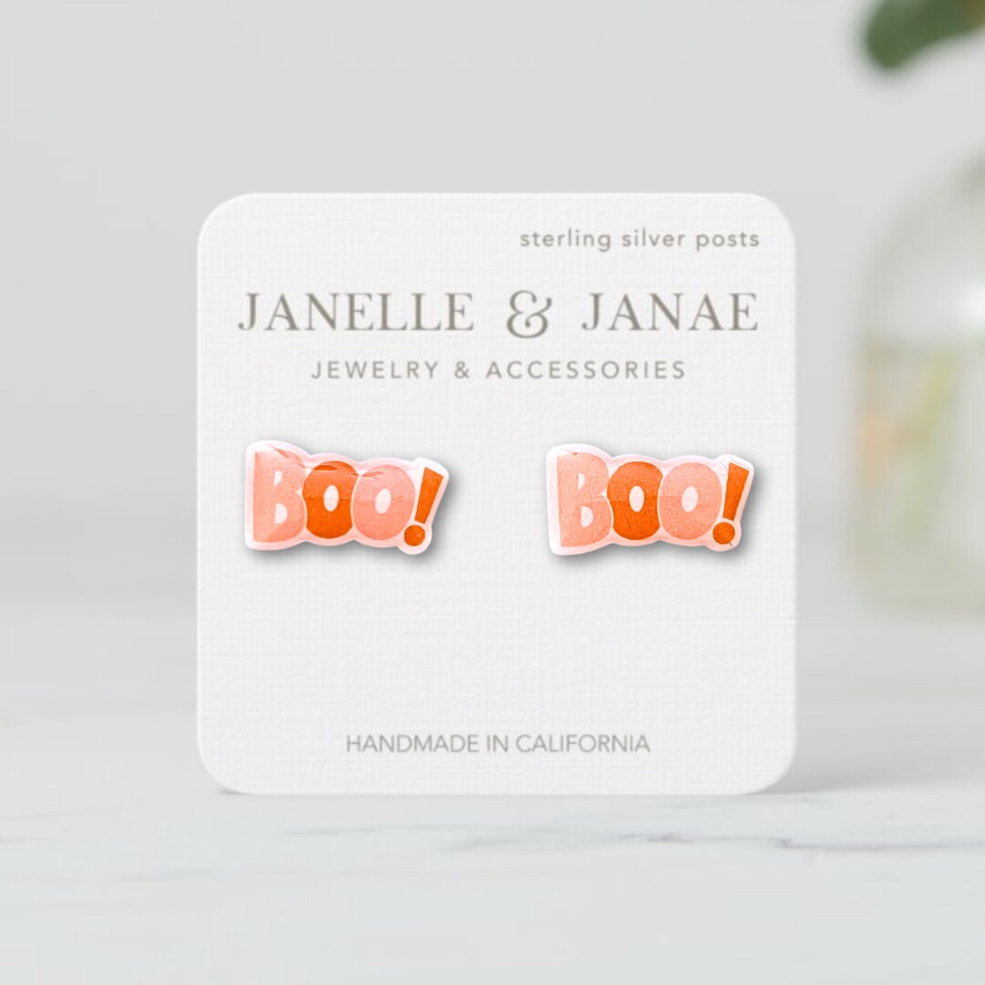 Boo Earrings | Cute Halloween Stud | Resin Art | Gift for Girls ...