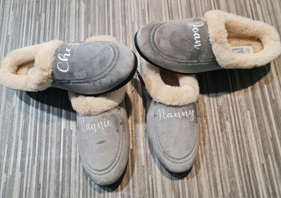 Personalised Slippers,mule With Fur Slippers Gift,ladies Birthday Gifts ...