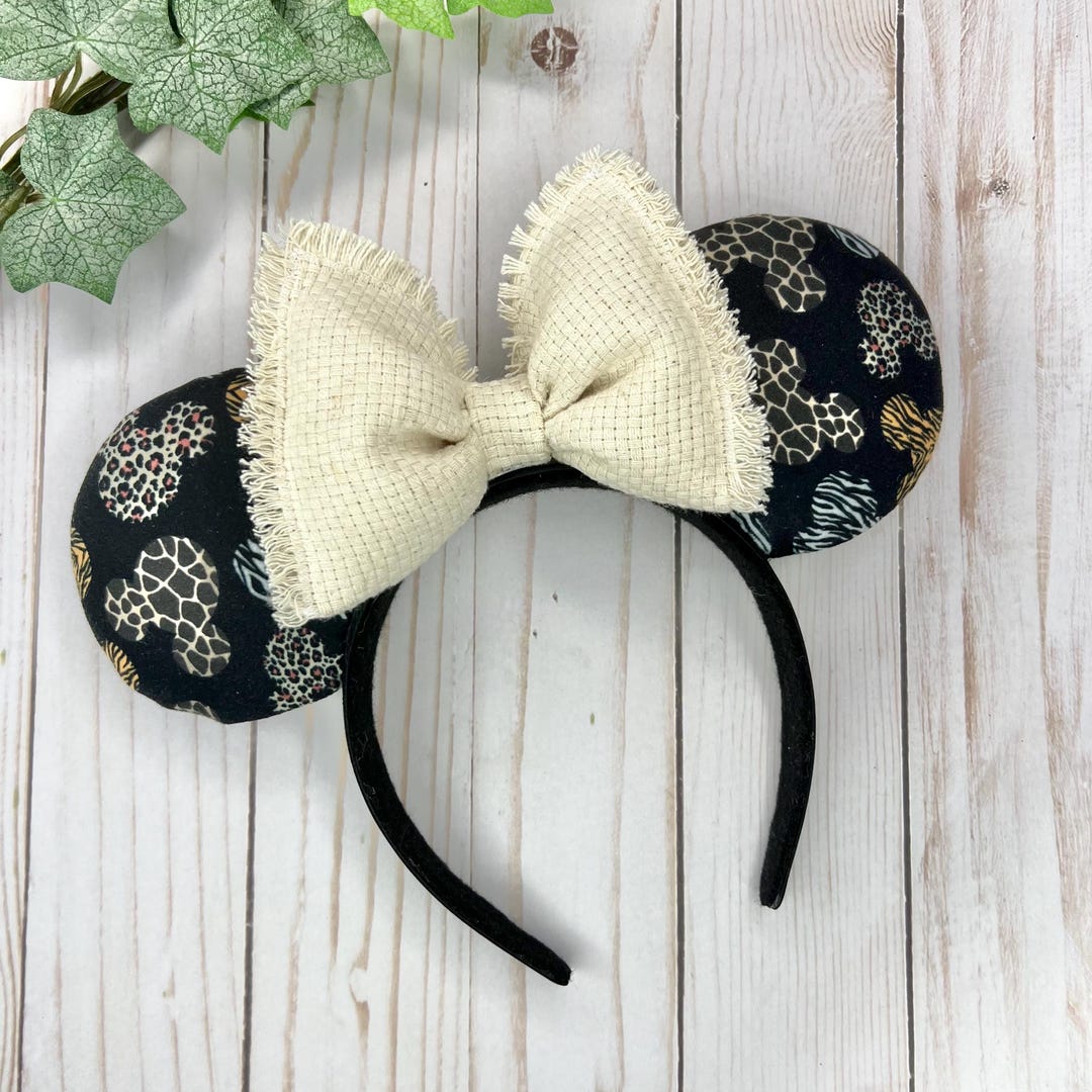Safari Animal Print Mickey Ears, Puffy Bow Headband, Animal Kingdom ...