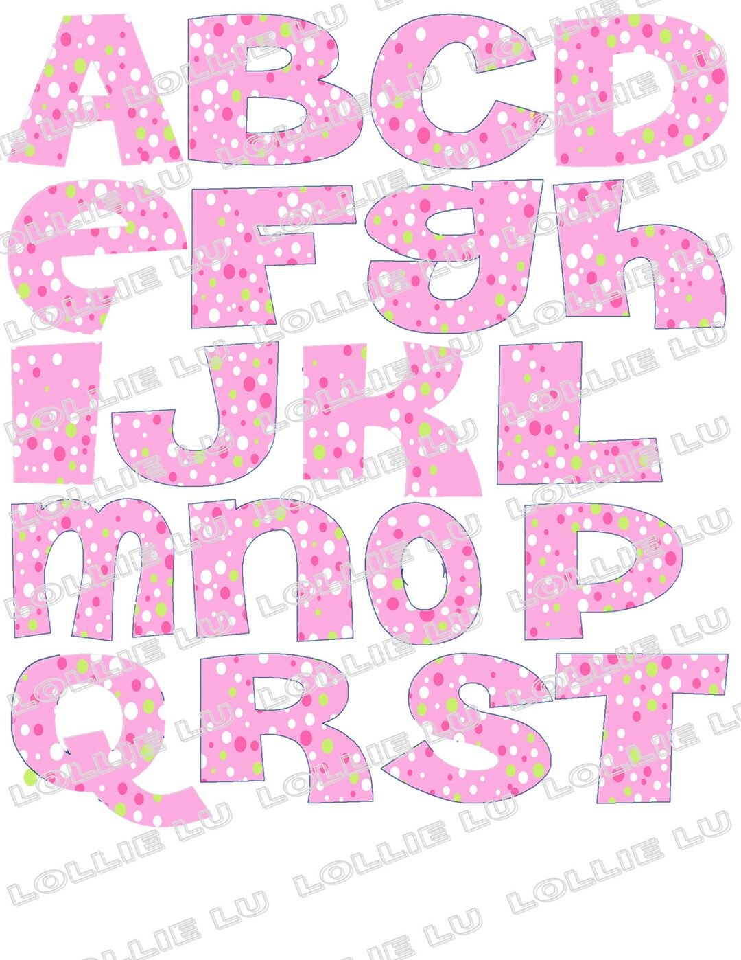 Pink Polka Dot Alphabet Letters Digital PNG Transfer - Etsy