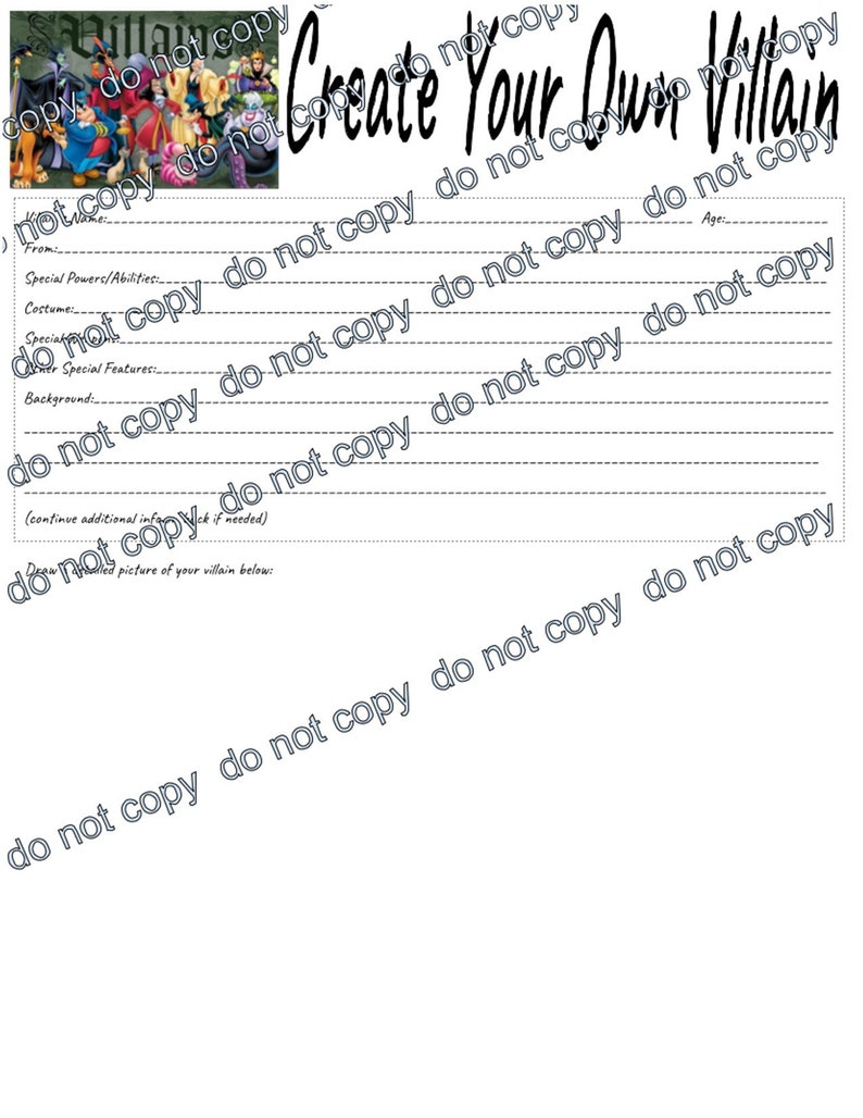 Create Your Own Villain Worksheet Fairytales Mythology ELA - Etsy