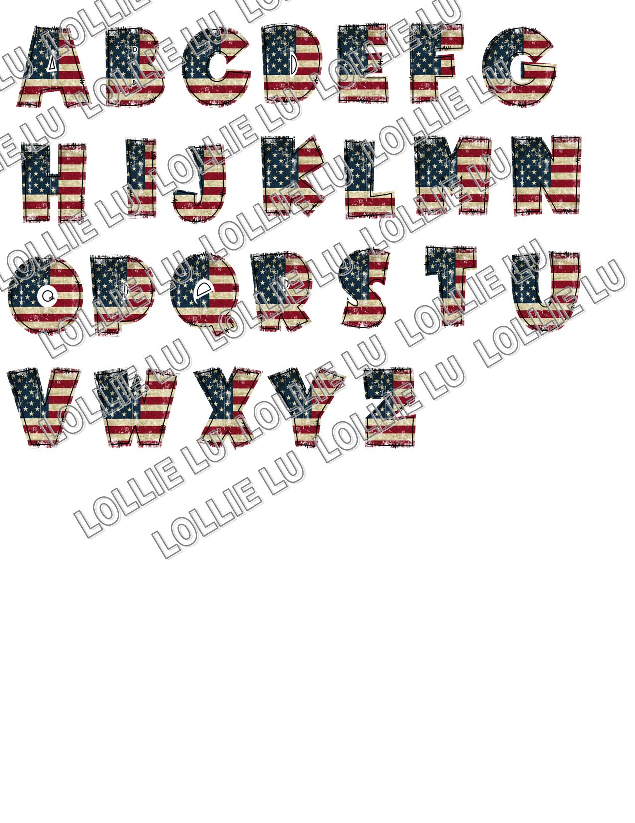 American Flag Alphabet Font Letters Png Digital Patriotic - Etsy