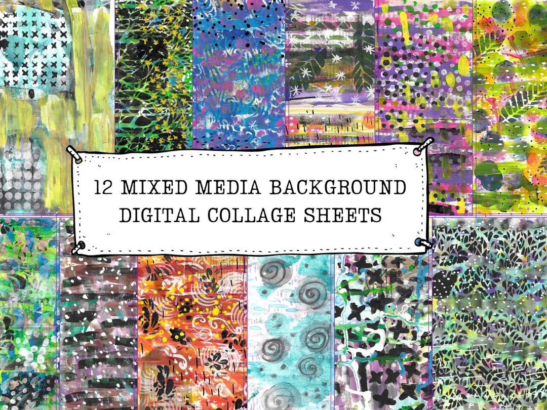 Mixed Media Digital Paper Art Journal Background Collage Printable ...
