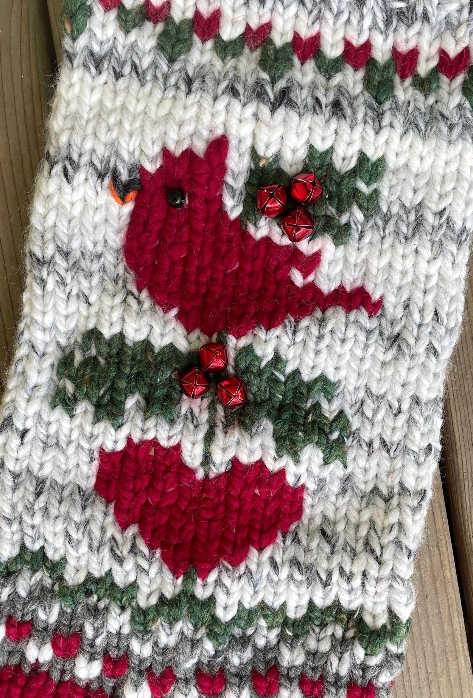 Made to Order Hand Knit Christmas Stocking Chunky Knit Red Cardinal ...