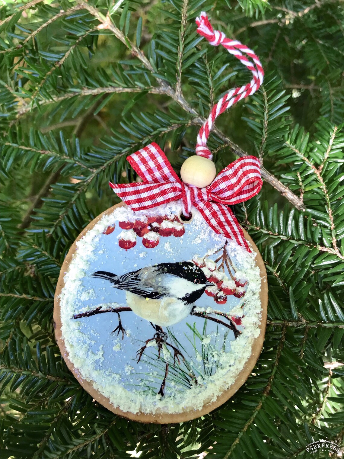 Winter Chickadees Wood Slice Ornament Set Christmas - Etsy