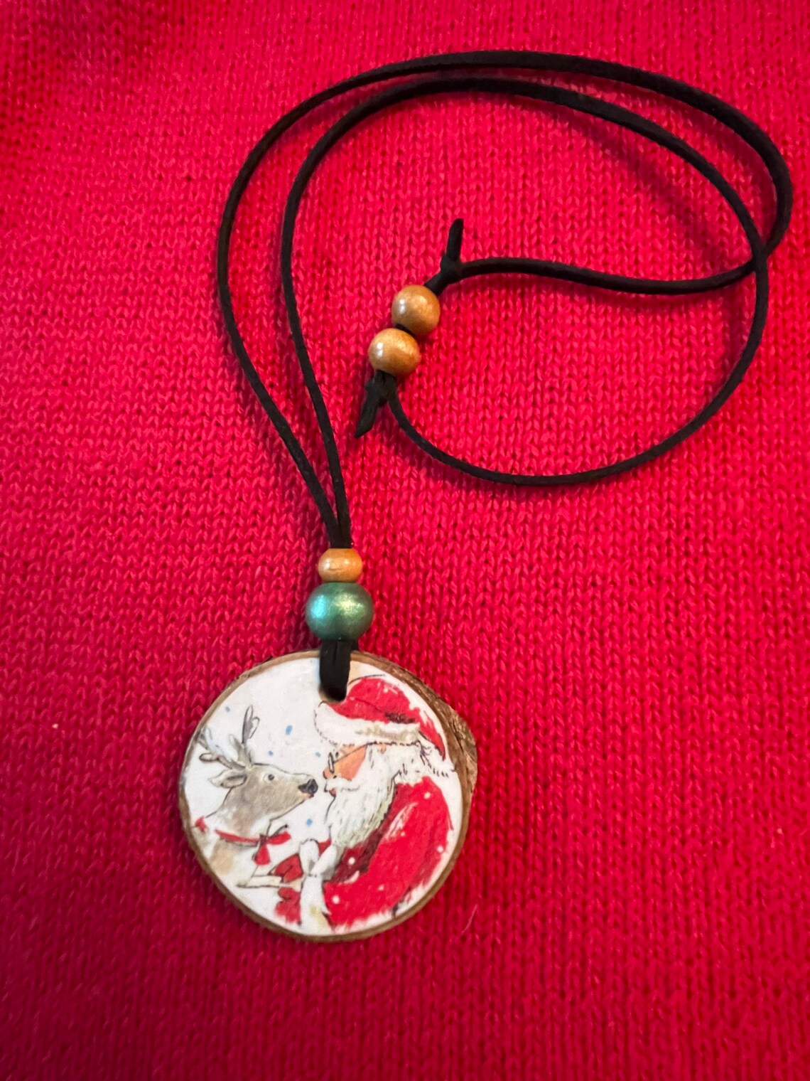 Christmas Wood Slice Necklace - Etsy