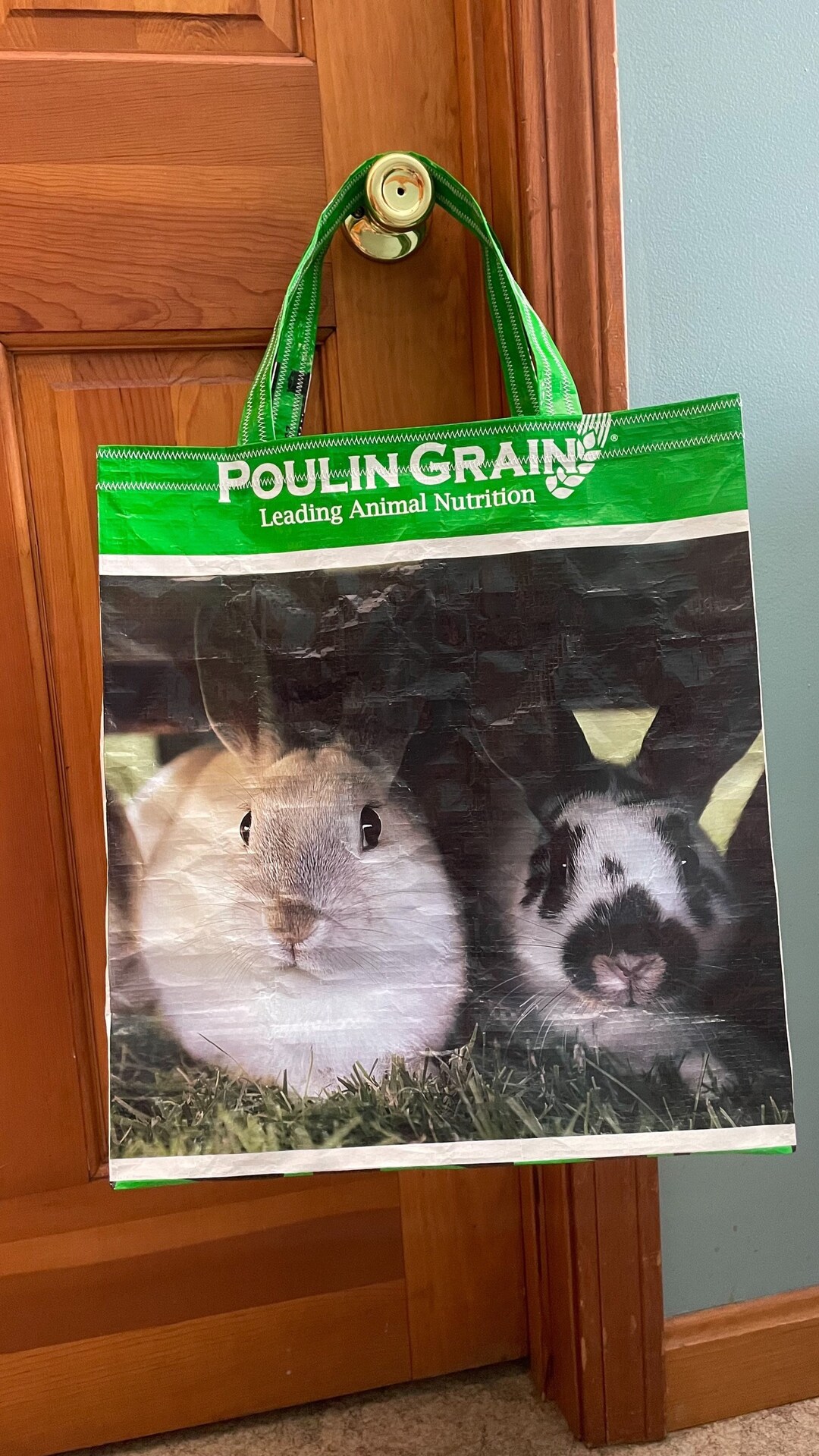 Upcycled Bunnies Feed Sack Shopping Tote Poulin Grain Rabbit - Etsy