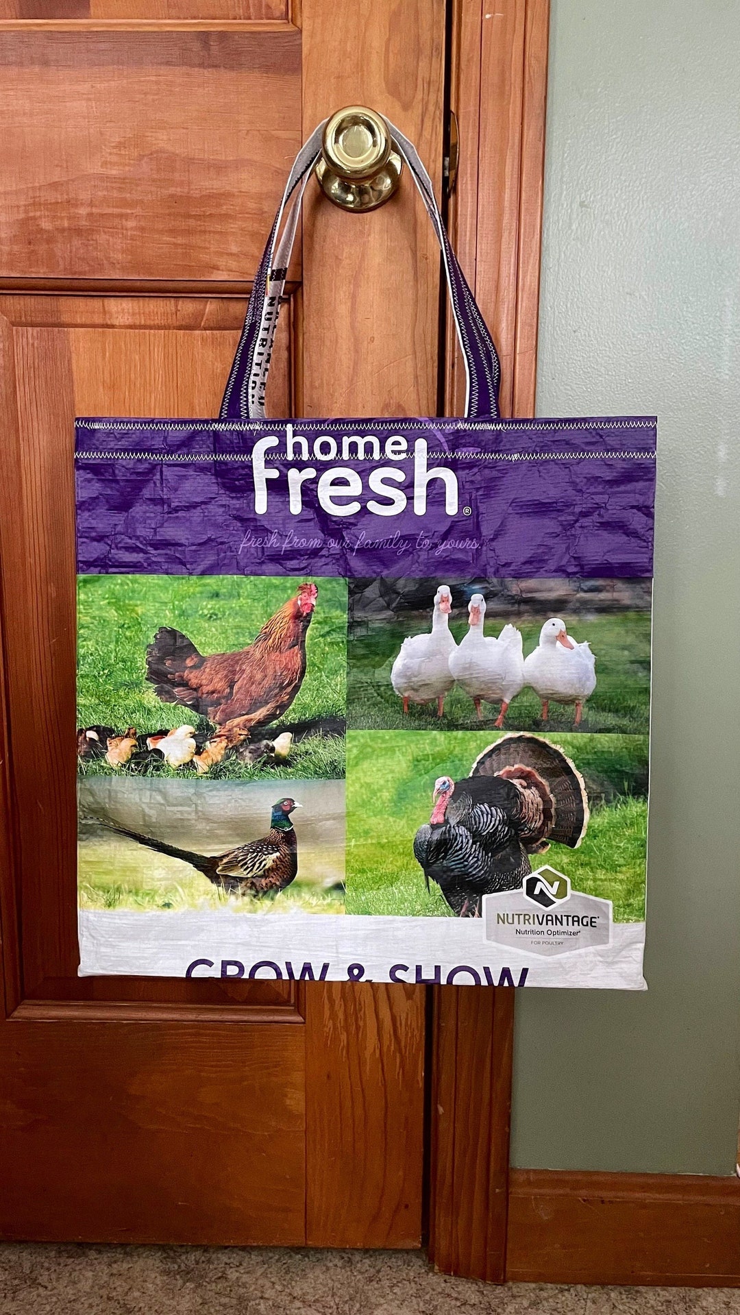 Upcycled Feed Sack Tote Bag – Barnyard Game Bird Design - Etsy