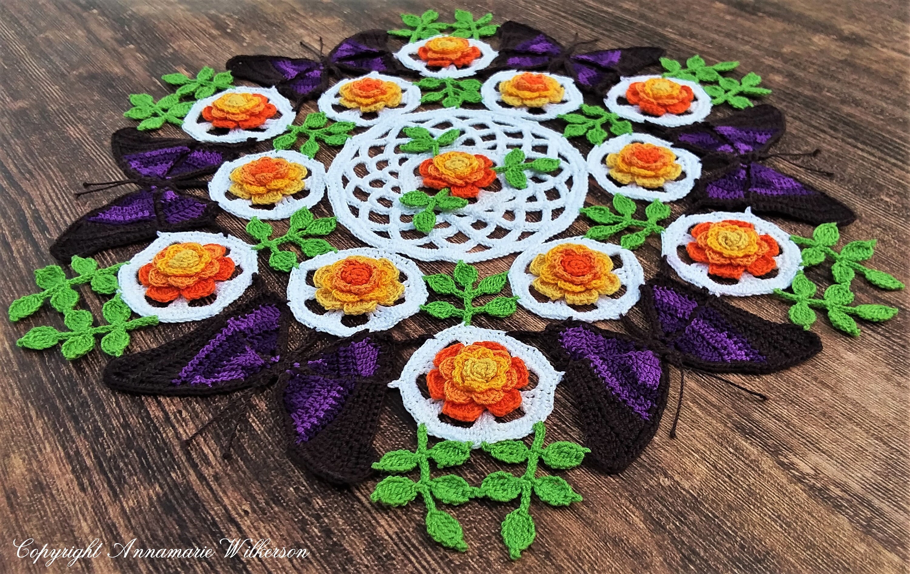 PATTERNButterfly Rose Garden Doily PDF | Etsy