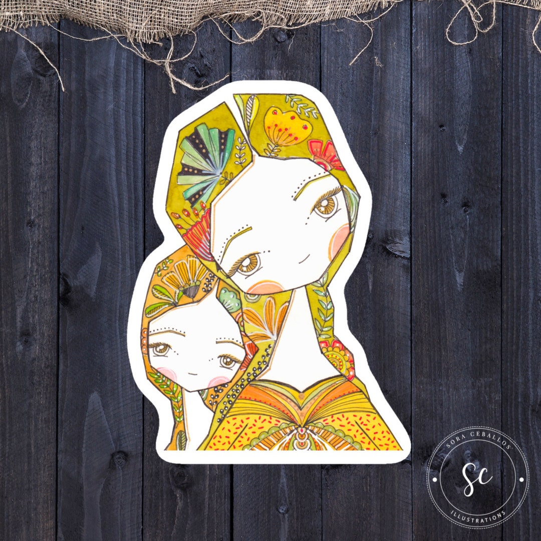 Mother Daughter, Floral Sticker 3in, Weatherproof Sticker for Your ...