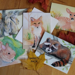 Woodland Animals Card Assortment Artistic Watercolor Cards Wildlife ...