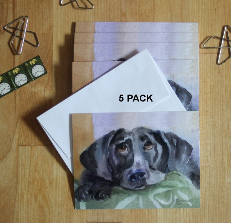 Labrador Retriever Cards Black Lab Watercolor Stationery Thank | Etsy