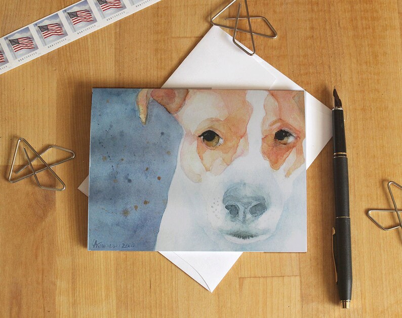 Jack Russell Terrier Note Card Dog Watercolor Notecard Animal - Etsy